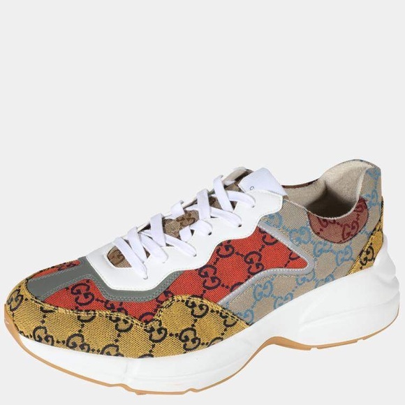 Gucci | Shoes | Gucci Orangeyellow Gg Rhyton Sneakers Used | Poshmark